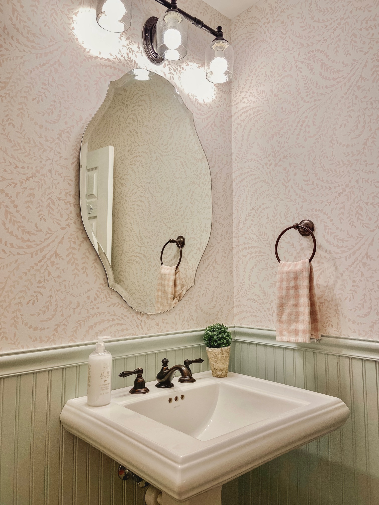 Powder Room Update: Sherwin Williams Sea Salt + Serena and Lily Priano ...