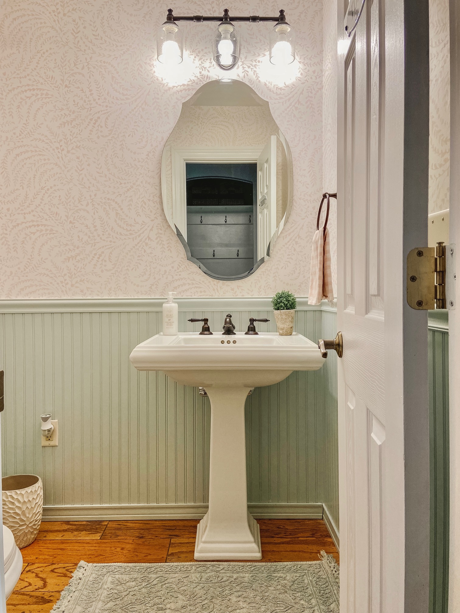 Powder Room Update: Sherwin Williams Sea Salt + Serena and Lily Priano ...